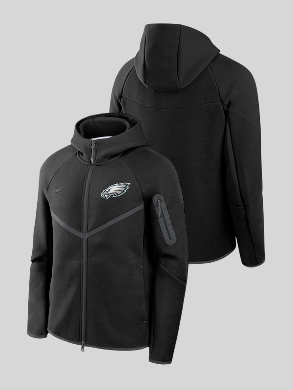 Philadelphia Eagles Black Nike Tech Fleece Windrunner Hoodie