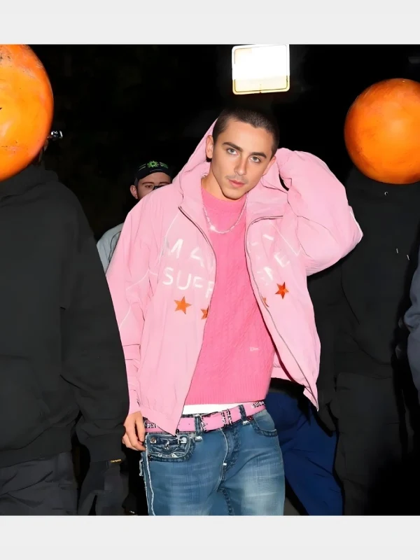 Timothée Chalamet Marty Supreme Pink Jacket Hoodie